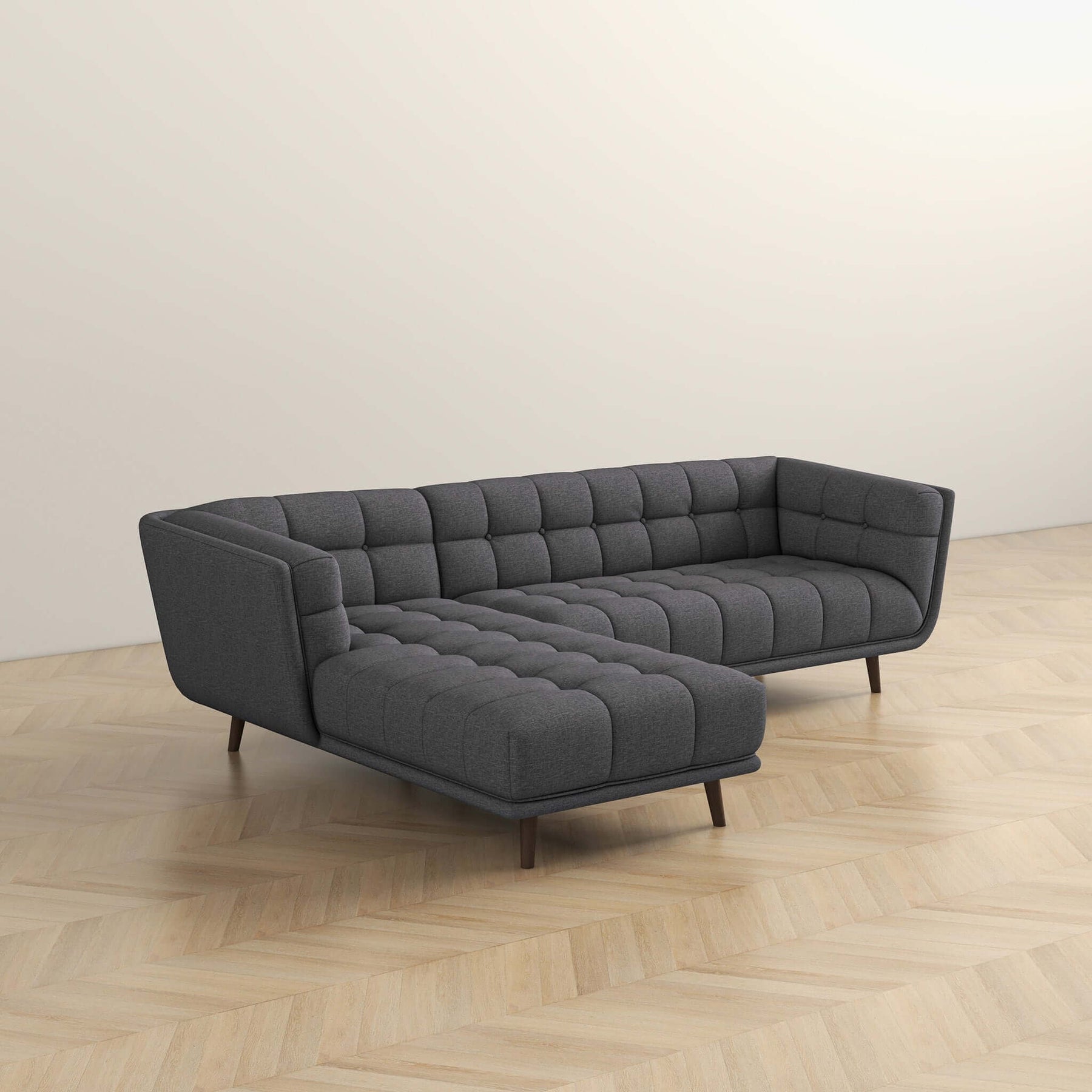Hancock Dark Grey L-Shape Fabric Sectional Sofa