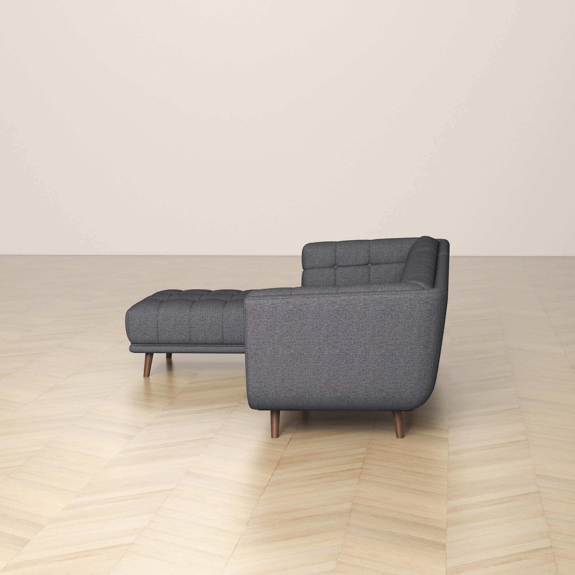 Hancock Dark Grey L-Shape Fabric Sectional Sofa