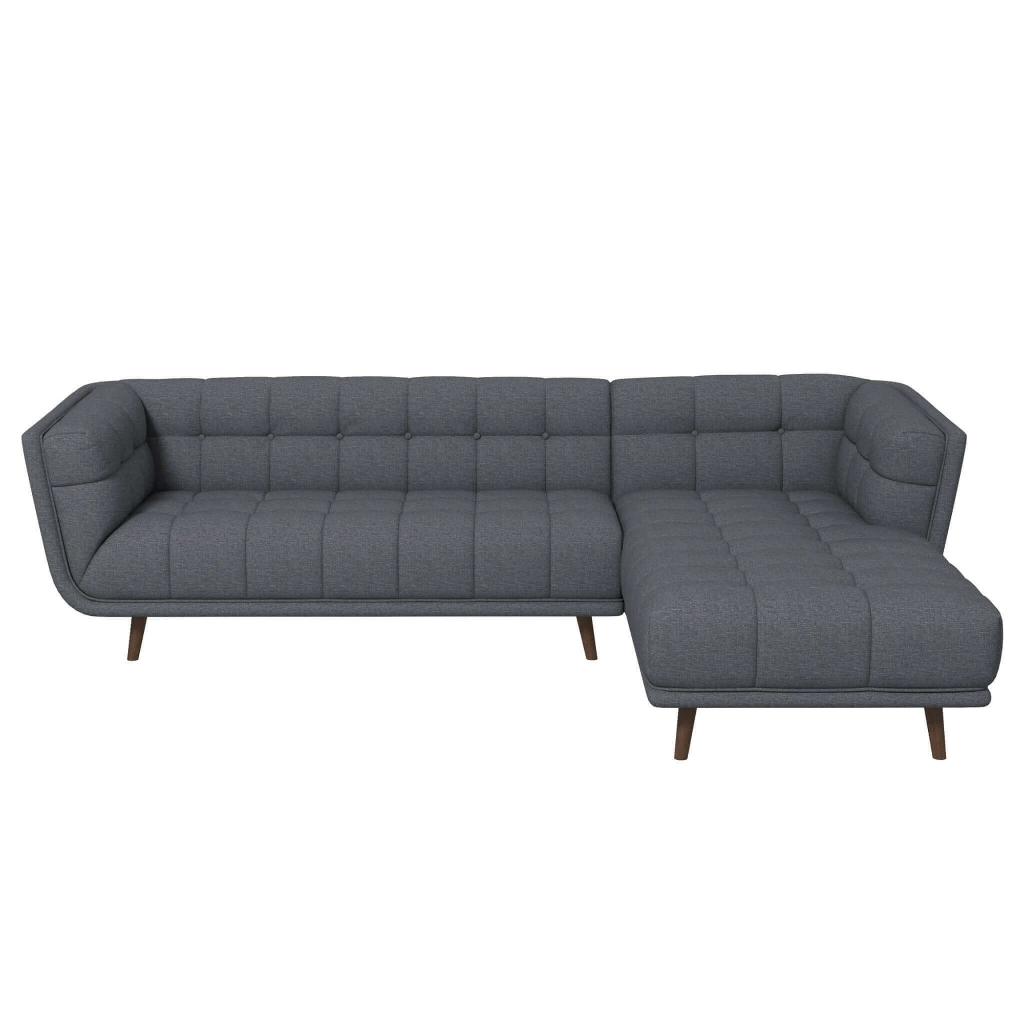 Hancock Dark Grey L-Shape Fabric Sectional Sofa