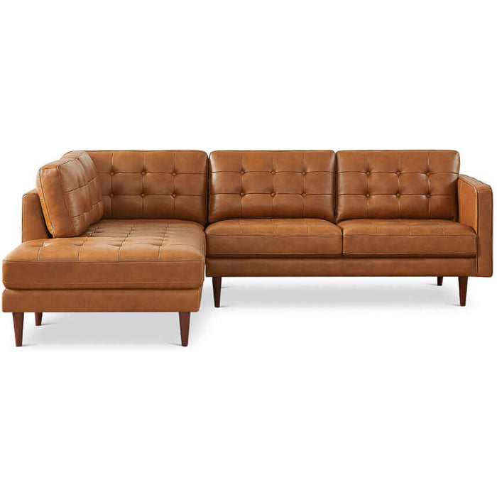 Luccon Tan Genuine Leather Sectional Sofa